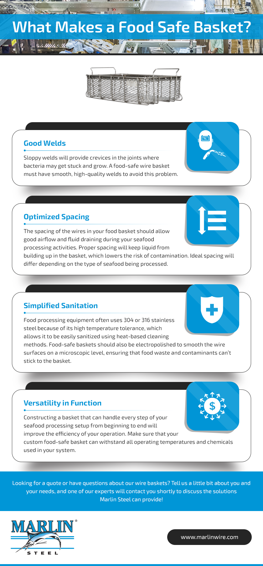 Baskets and Carts for Seafood Processing Applications